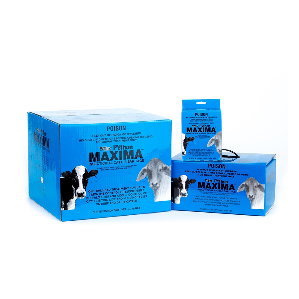Y-Tex Python Maxima Insecticidal Cattle Ear Tags (Piperonyl Butoxide ...